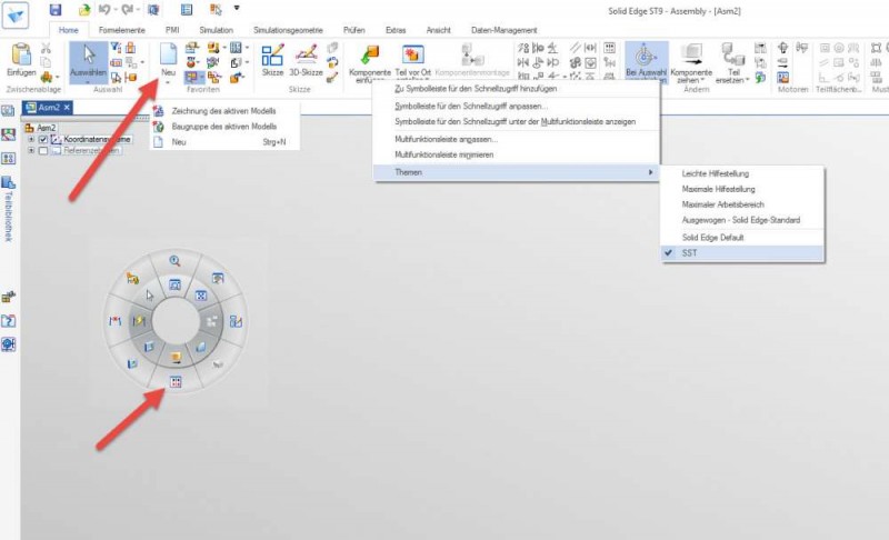 Angepasste Oberfläche der Solid Edge ST9 - CAD-helpdesk.de